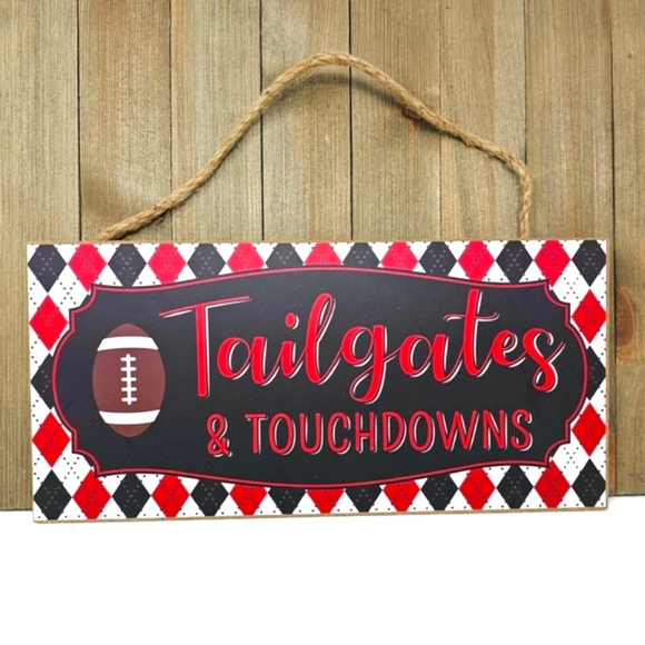 Wall Decor | Tailgates And Touchdowns Red And Black Mdf Board Decor ...